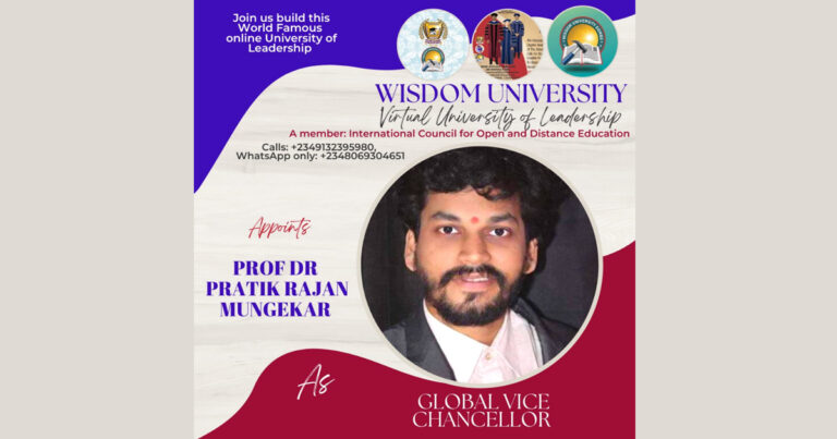 Dr.Pratik Mungekar has been appointed as Global Vice Chancellor for ...